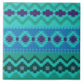 blue southwest pattern - western abstract art tile | Zazzle