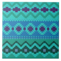 blue southwest pattern - western abstract art tile | Zazzle
