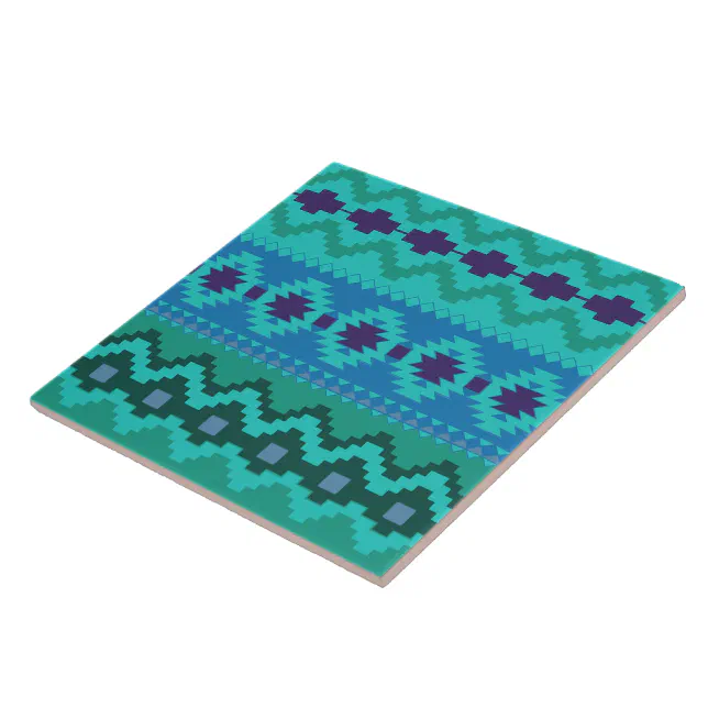 blue southwest pattern - western abstract art tile | Zazzle