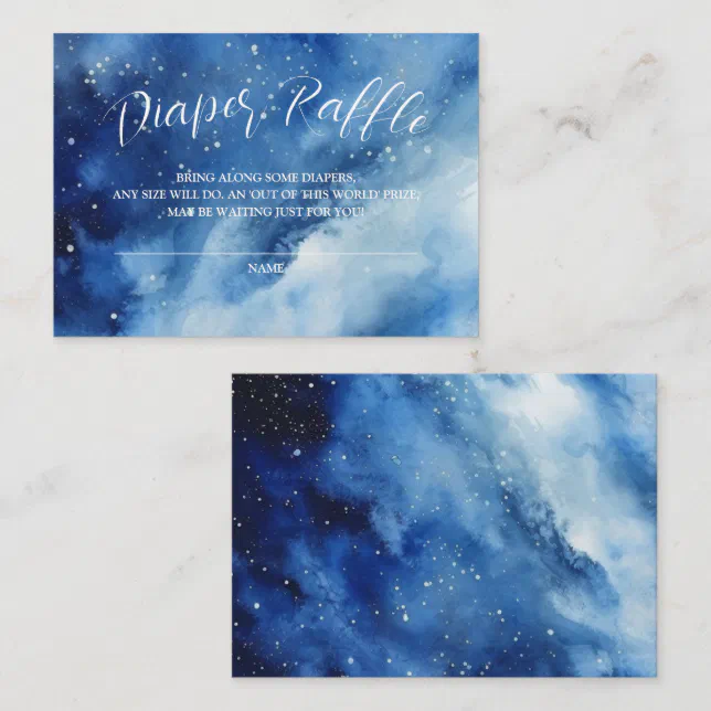 Blue Space Galaxy Theme Diaper Raffle Ticket Enclosure Card | Zazzle