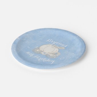 Blue Sparkle Carriage Elegant Cinderella Party Paper Plates | Zazzle