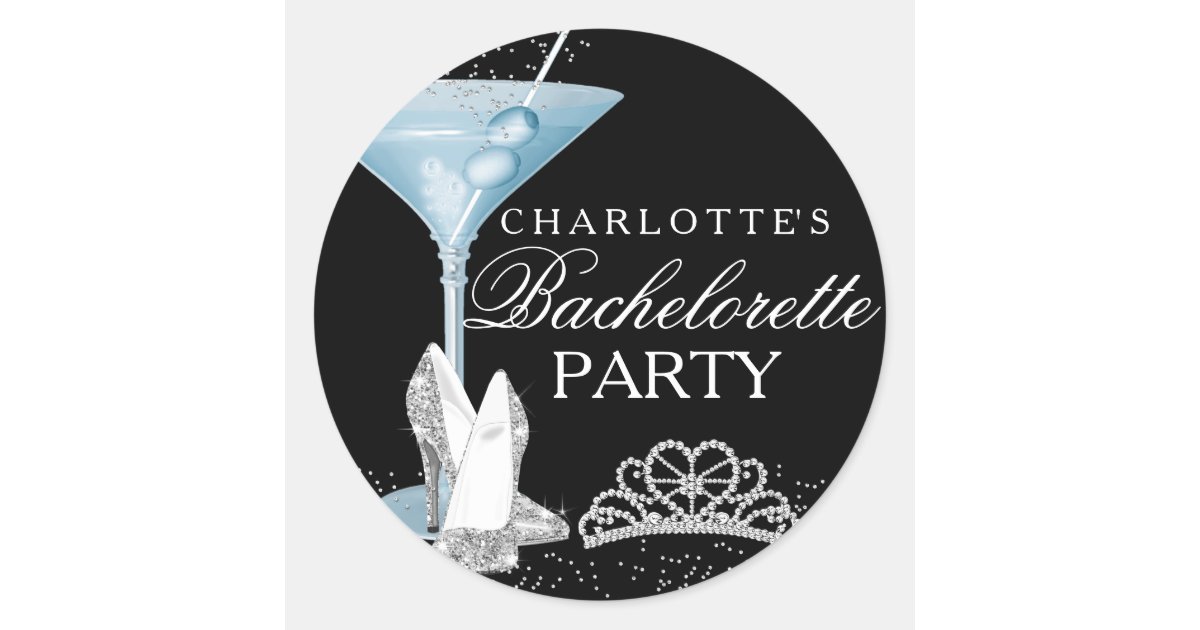 Blue Sparkle Cocktail Bachelorette Sticker | Zazzle.com