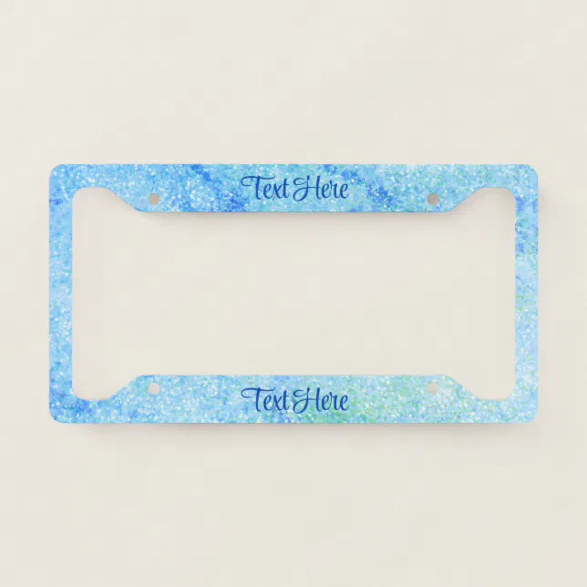 Blue Sparkle Glitter Elegant Personalized License Plate Frame | Zazzle