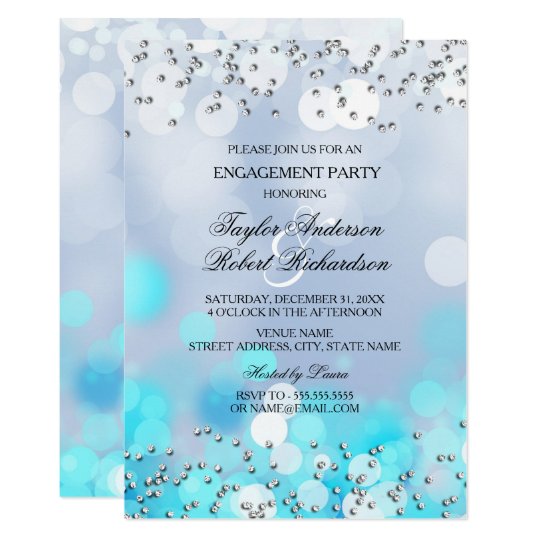 Blue Sparkle Lights Engagement Party Invitation | Zazzle.com