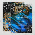 Blue Sparkle Magical Night Masquerade Party Invitation | Zazzle