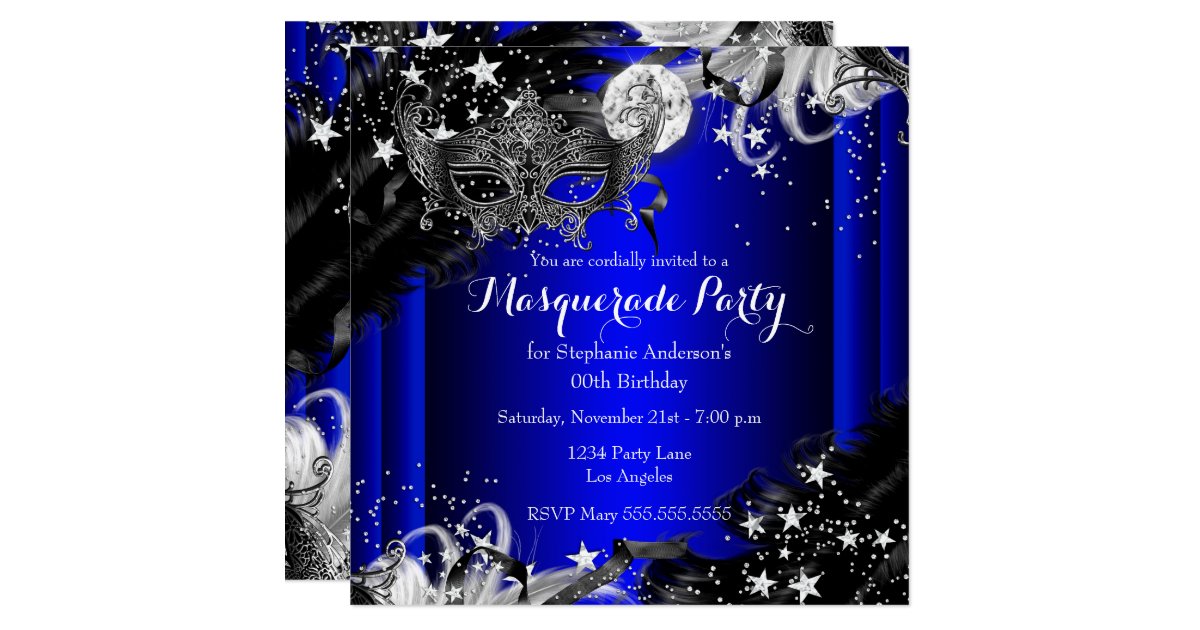 Blue Sparkle Magical Night Masquerade Party Invitation | Zazzle.com