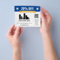 Blue Special Offer Discount Your Logo & QR Code Flyer | Zazzle