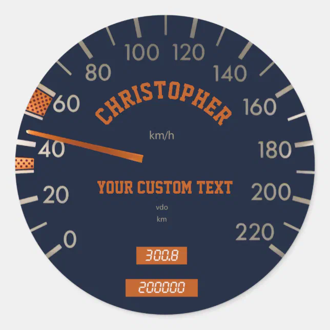 Blue Speedometer on Dashboard Sticker | Zazzle