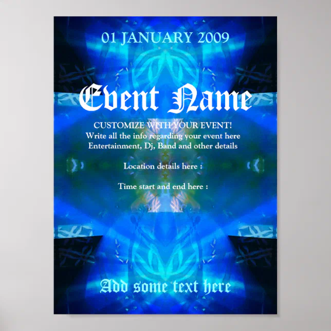 Blue Spirit Event Poster Template #013 | Zazzle