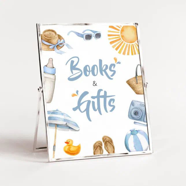 Blue Splish Splash Baby Shower Books and Gifts Poster | Zazzle