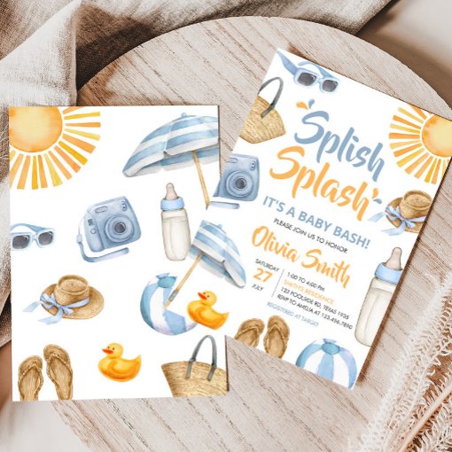 Blue Splish Splash Baby Shower Invitation | Zazzle