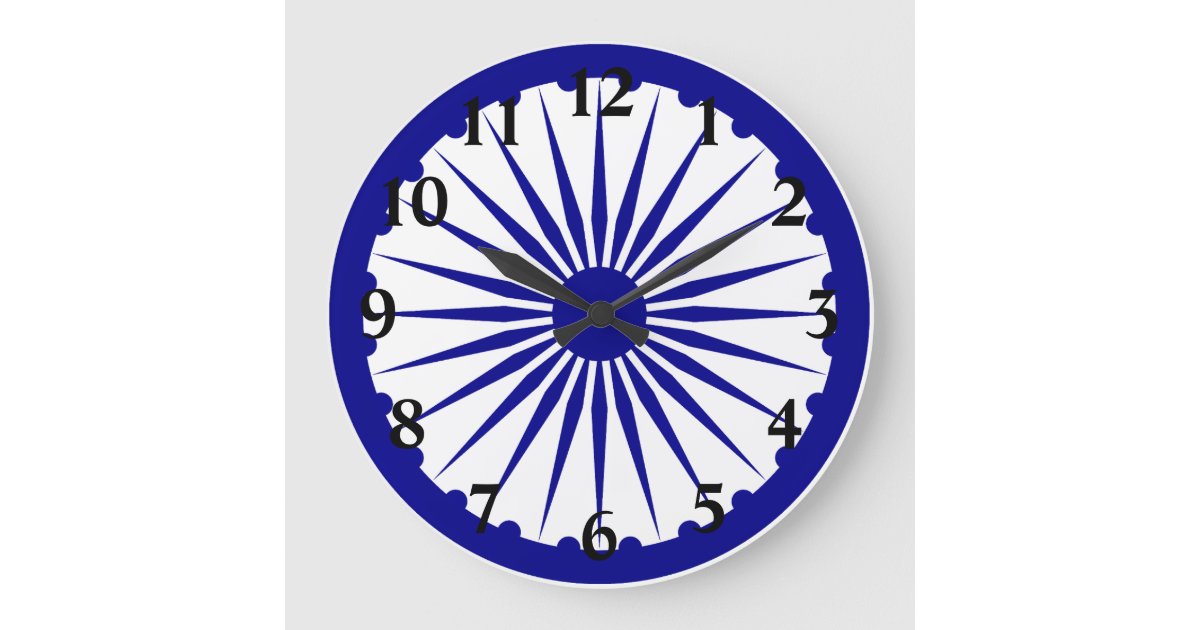 Blue Spokes Large Clock | Zazzle