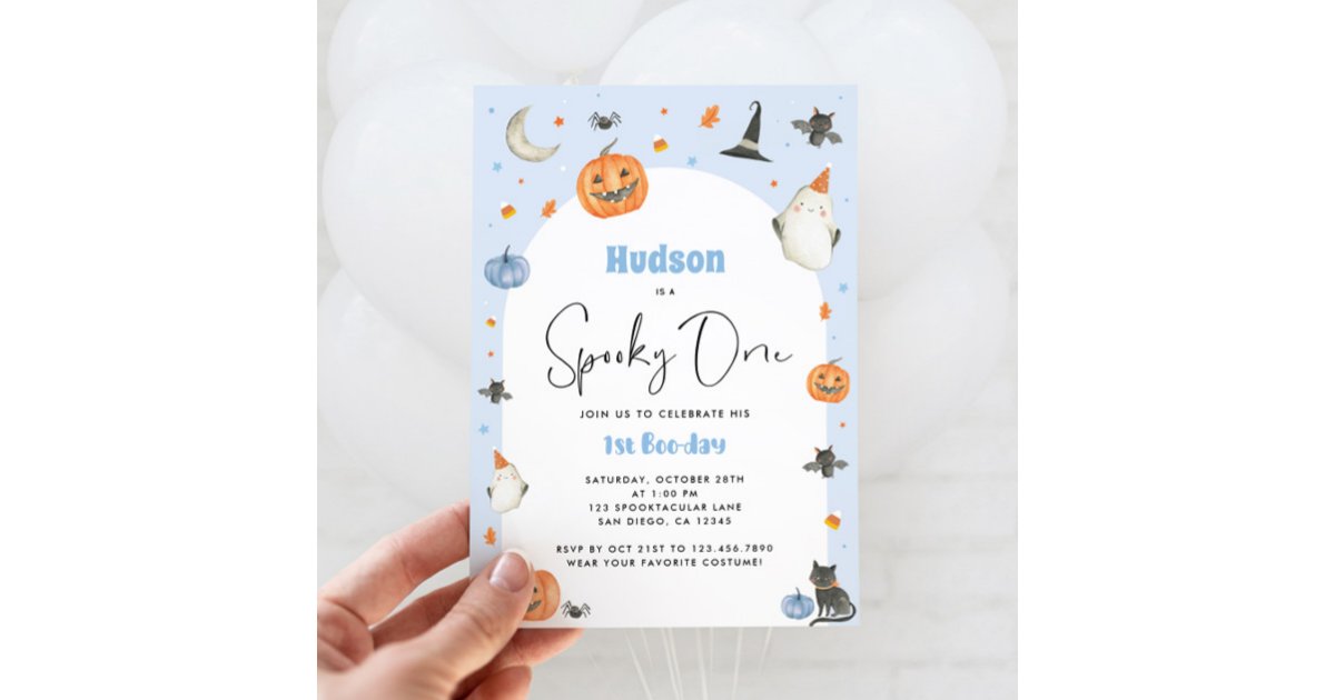 Blue Spooky One 1st Boo-day Invitation | Zazzle