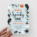 Blue Spooky One Halloween Photo Boy 1st Birthday Invitation | Zazzle