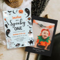 Blue Spooky One Halloween Photo Boy 1st Birthday Invitation | Zazzle
