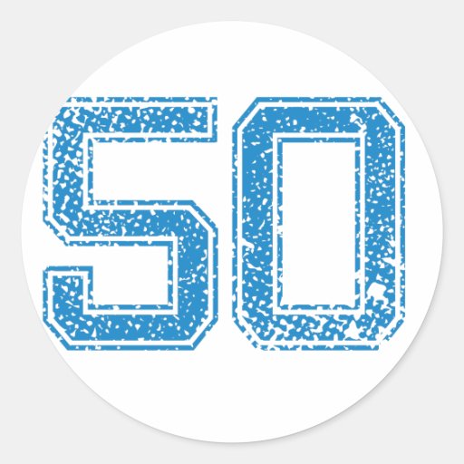 Blue Sports Jerzee Number 50 Classic Round Sticker | Zazzle