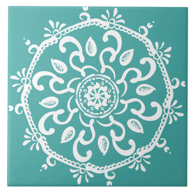 Blue Spruce Mandala Ceramic Tile | Zazzle