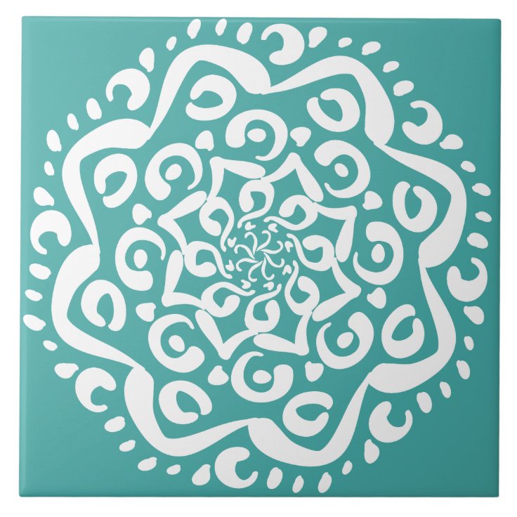 Blue Spruce Mandala Tile | Zazzle
