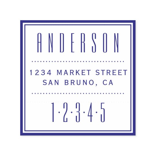 Blue Square | Art Deco Return Address Self-inking Stamp | Zazzle.com