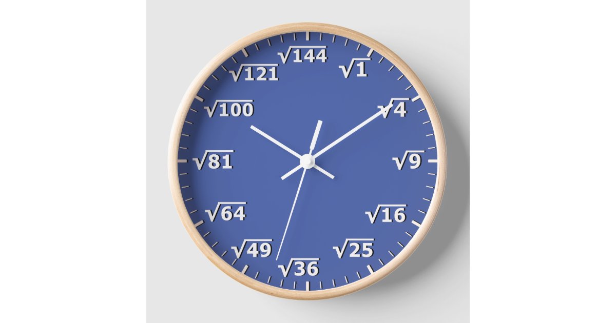 Blue Square Root Clock Math Mathematics Clock | Zazzle