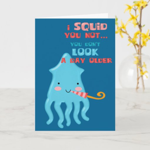 Blue Squid Birthday Card | Zazzle