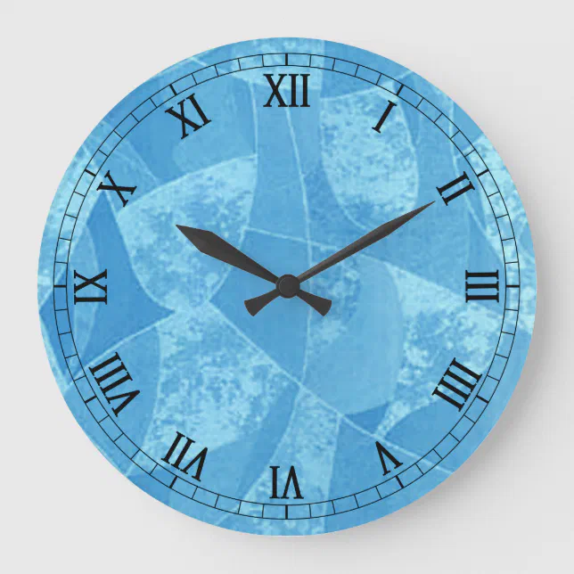 Blue Stain Glass Round Roman Numerals Clock | Zazzle