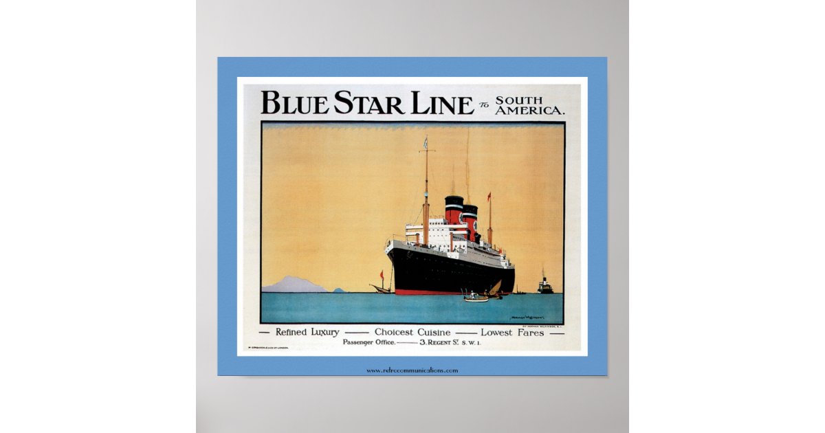 Blue Star Line Poster | Zazzle