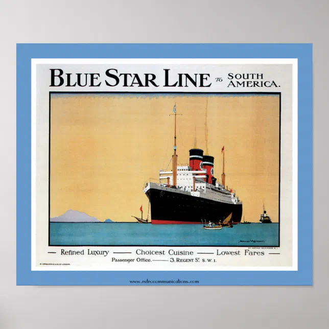 Blue Star Line Poster | Zazzle