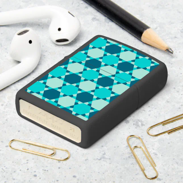 Blue Star of David Optical Illusion Pattern Zippo Lighter | Zazzle