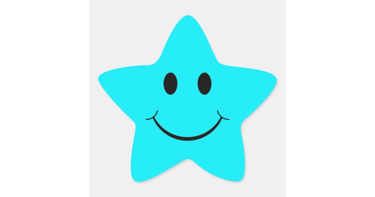 Blue Star Smiley Face Stickers | Zazzle