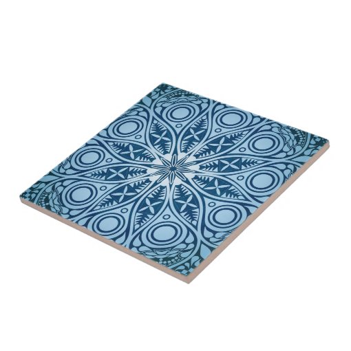 Blue Starburst Graphic Design Ceramic Tile | Zazzle