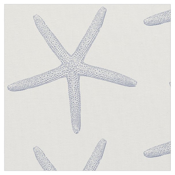 Nautical Beach Blue Starfish Pattern Fabric | Zazzle.com