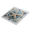 Blue Starfish Mediterranean Beach Theme Ceramic Tile | Zazzle