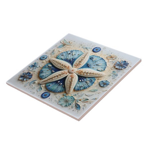 Blue Starfish Mediterranean Beach Theme Ceramic Tile | Zazzle