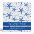 Blue Starfish Pattern Summer Recipes Cookbook 3 Ring Binder | Zazzle