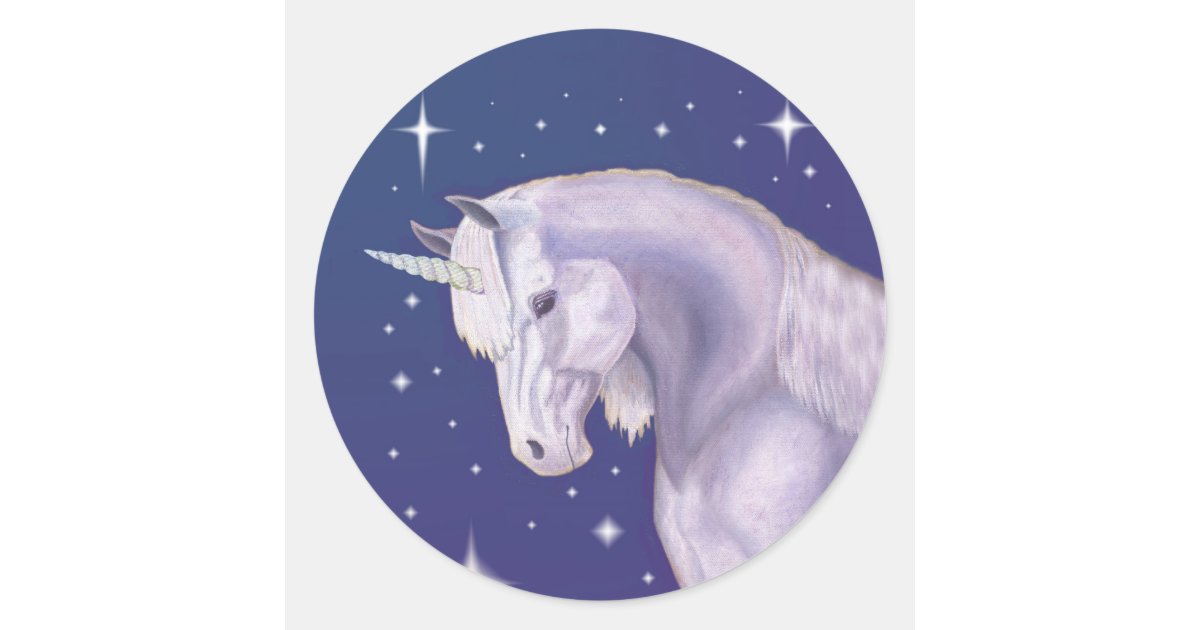 Blue Starry Unicorn sticker | Zazzle