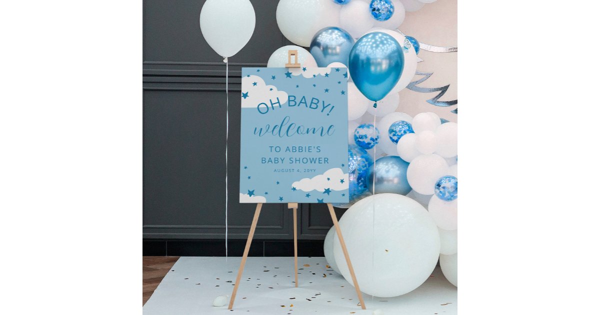 Blue Stars Oh Baby Boy Baby Shower Welcome Foam Board | Zazzle