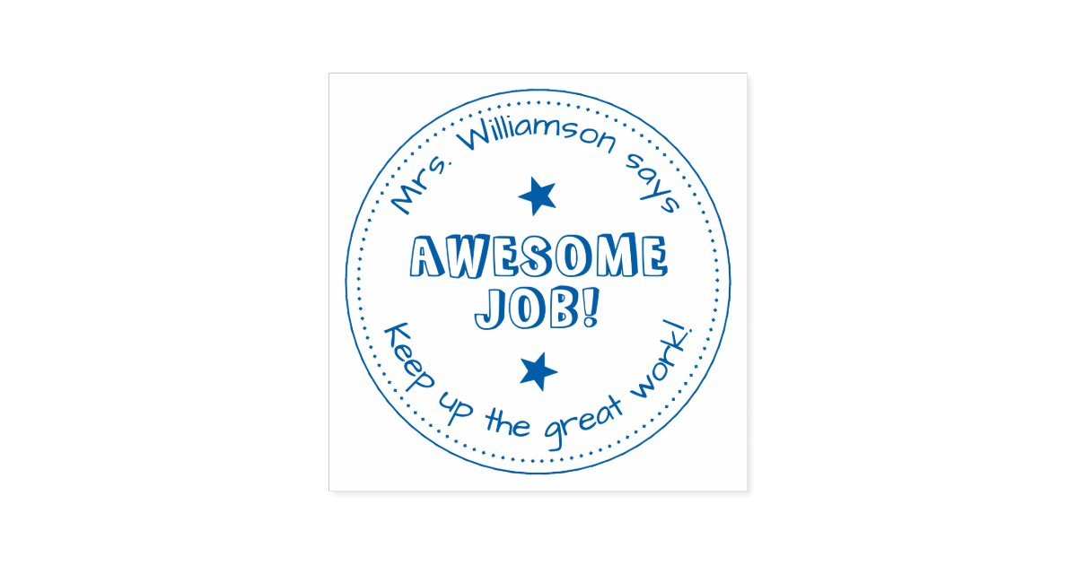 Blue Stars & Personalized Awesome Job Teacher Self-inking Stamp ...