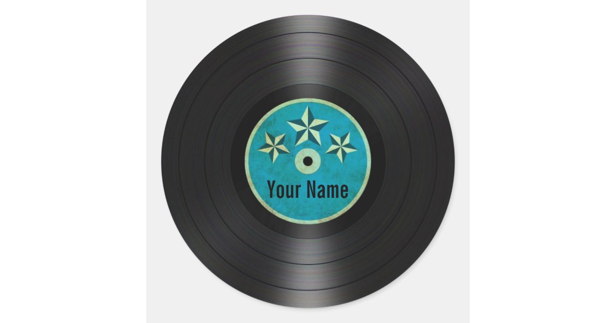 Blue Stars Personalized Vinyl Record Album Classic Round Sticker | Zazzle