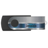Blue Steel and Silver Mesh Metal Print Flash Drive | Zazzle