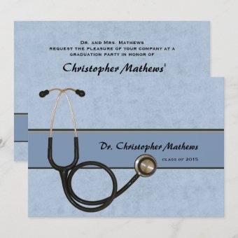 Blue Stethoscope - Graduation Invitation | Zazzle