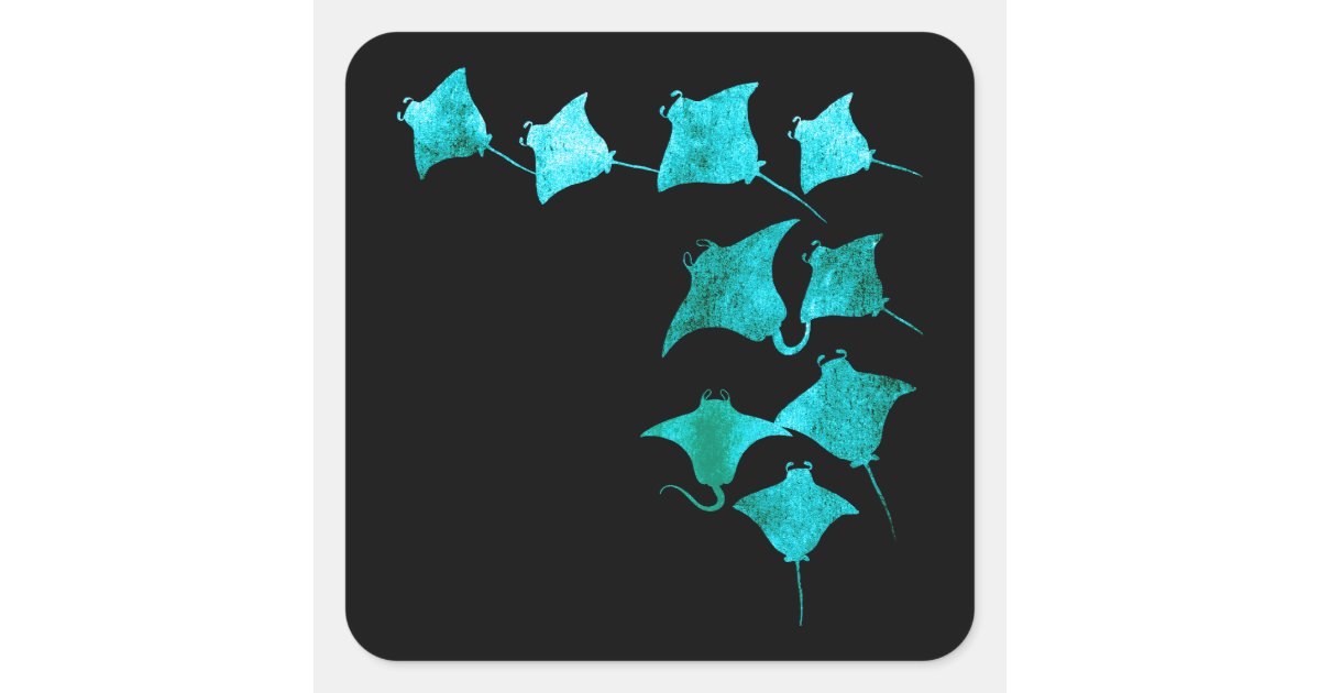 Blue Stingrays Square Sticker | Zazzle