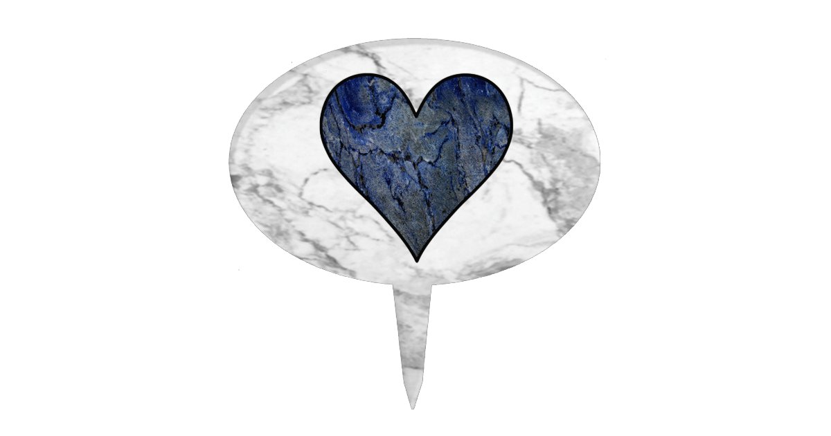 Blue Stone Marbled Pattern Cake Topper | Zazzle