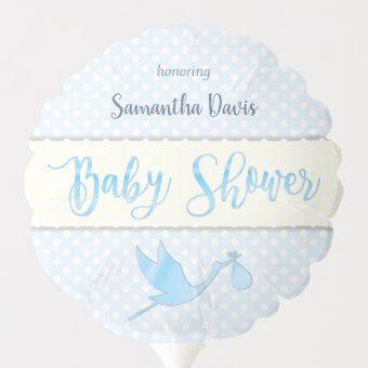 Blue Stork Baby Boy Baby Shower Balloon | Zazzle