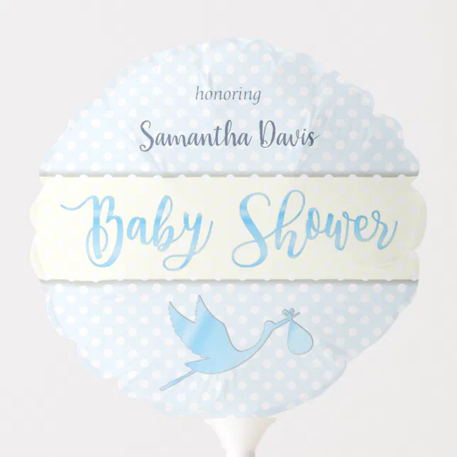 Blue Stork Baby Boy Baby Shower Balloon | Zazzle