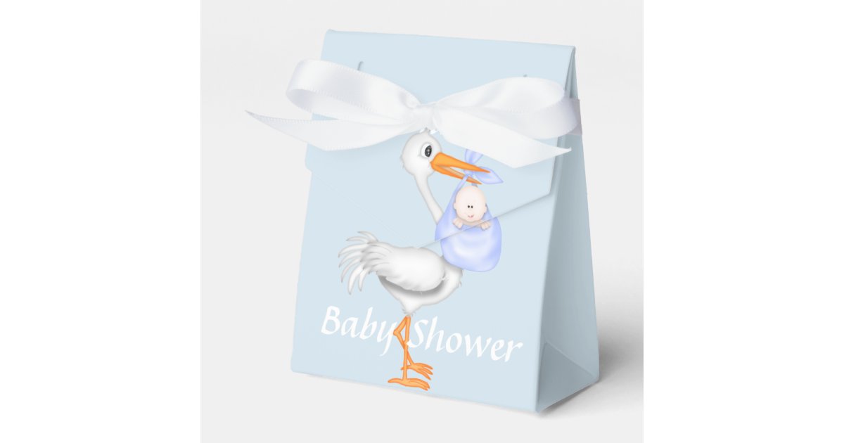 Blue Stork Baby Shower Favor Box | Zazzle