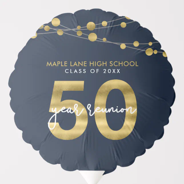 Blue Strings of Lights 50 Year Class Reunion Balloon | Zazzle