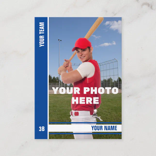 Blue Stripe Baseball Trading Card - Custom Stats | Zazzle