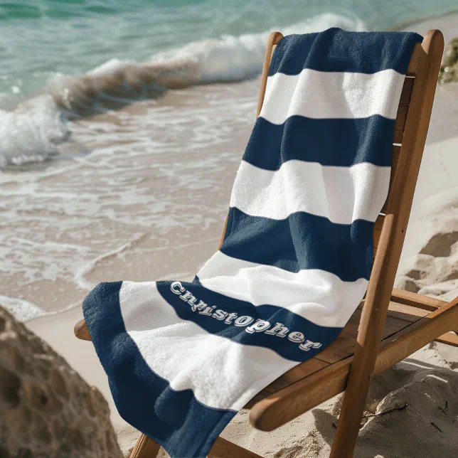 Blue Stripe Beach Towel | Zazzle