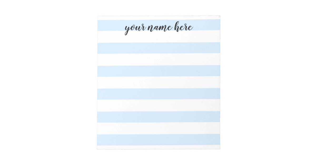 Blue Striped Personalized Notepad | Zazzle